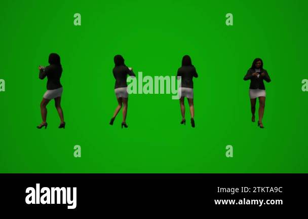 African woman green screen dancing and having fun the office several ...
