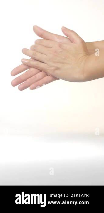 Close up video of female hands applauding. Woman's hand clapping ...