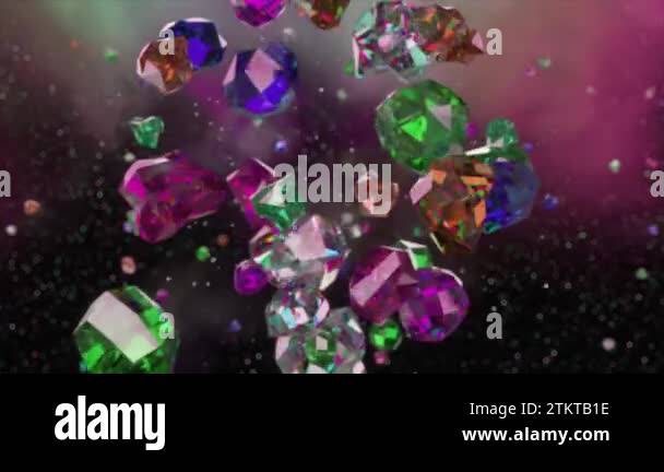 Vibrant floating crystals in an ethereal space setting, reflecting and ...