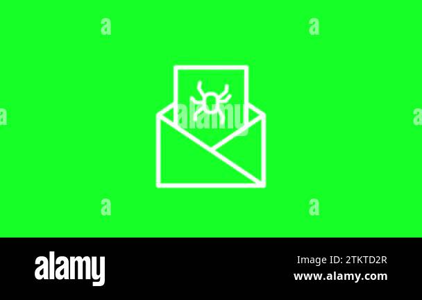 Animated viral mail white line icon. Computer virus spreading. Loop HD ...
