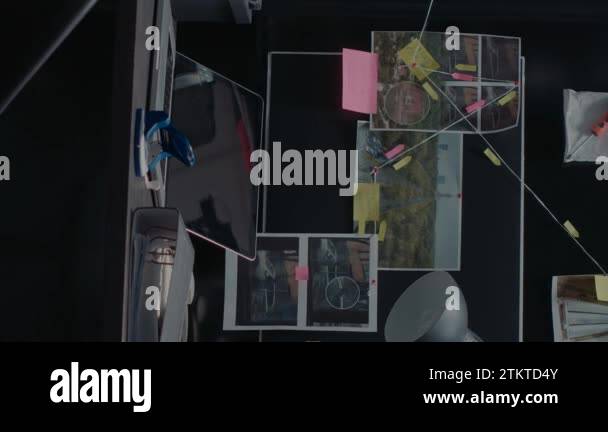 Vertical video: Evidence room office with detective board and desk ...