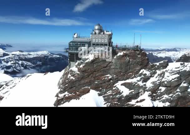 Aerial panorama view of the Sphinx Observatory on Jungfraujoch - Top of ...