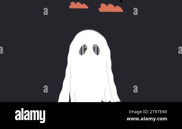 Halloween party invitation. Moving banner with creepy ghosts, angry ...