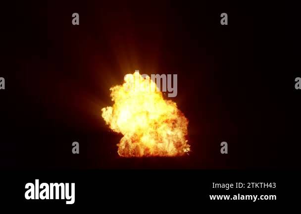 Impressive intense explosion on a black background. Dynamic composition ...
