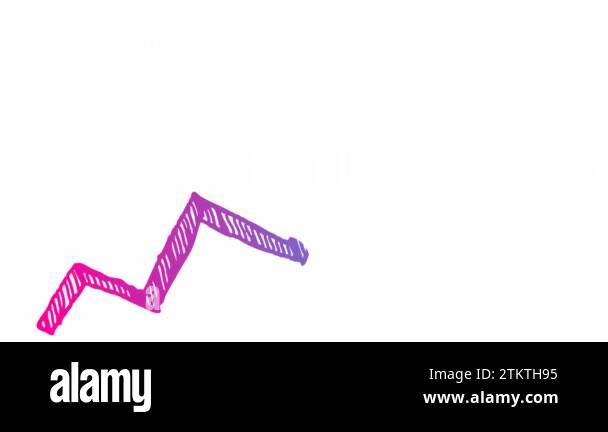 Animated financial growth chart with trend line graph. pink blue icon ...