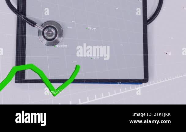 Animation of green line graph showing progress with changing numbers ...