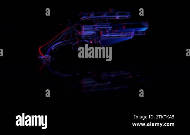 Futuristic technology concept, 3D model pistol with sight scanning, effect digital technologic ...