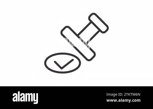 Animated approval stamp linear icon. Quality control. Certified document. Confirmation. Seamless ...
