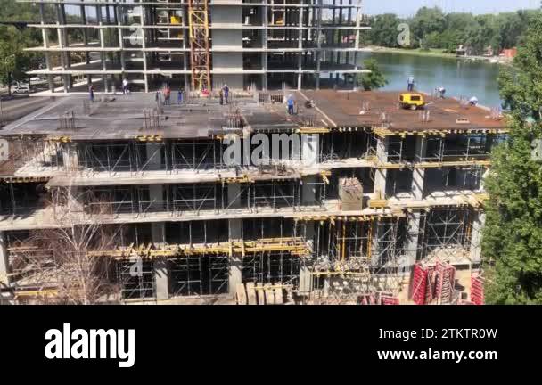 Construction of a multi-storey building. The process of building a ...