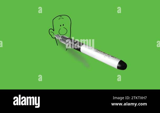 draw close view of laughing young man show right hand thumbs up like ...