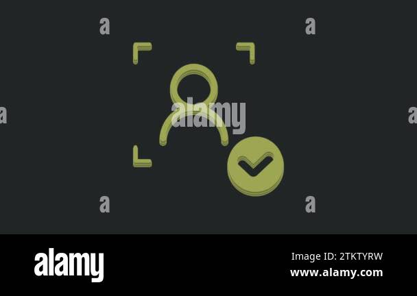 Green Face recognition with check mark icon isolated on black ...