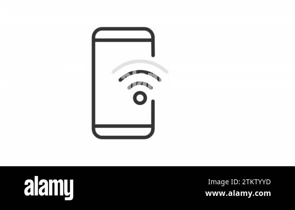 Animated mobile internet linear icon. Wireless connection ...