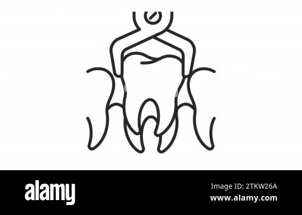 Animated exodontics linear icon. Tooth extraction. Dental surgery ...