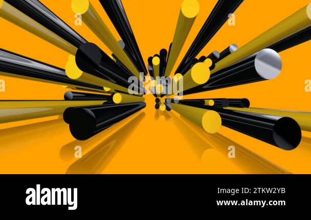 Background with yellow and black moving straight rods. 3D Render Stock ...