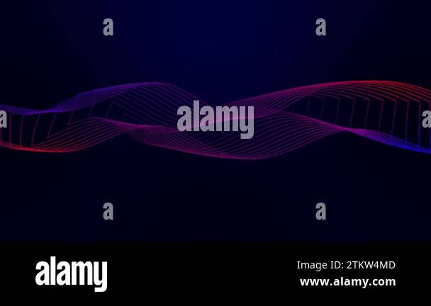 Abstract seamless looped 3D animation of neon glowing bright wavy lines ...