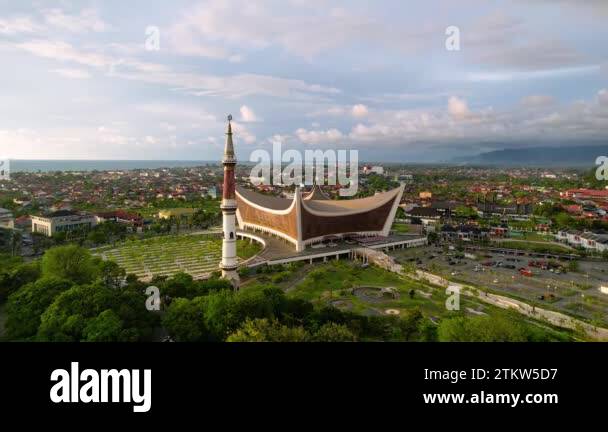 Aerial view of The Great Mosque of West Sumatera, the biggest mosque in ...