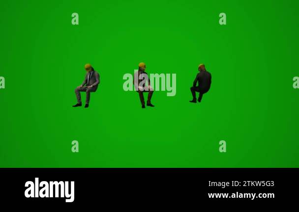 Male construction worker 3D green screen working, talking and walking ...