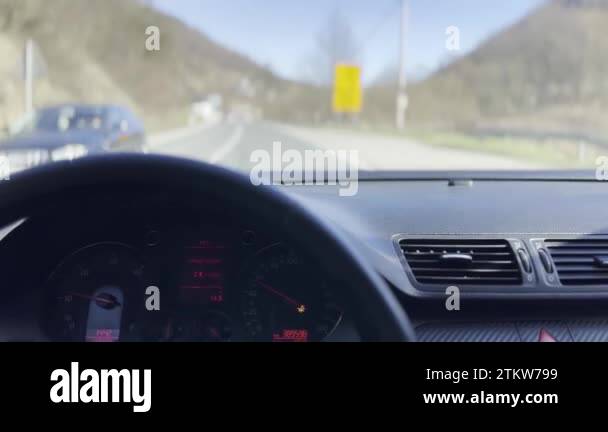 Modern car driving on autopilot. Autopilot in car. Intelligent vehicle ...