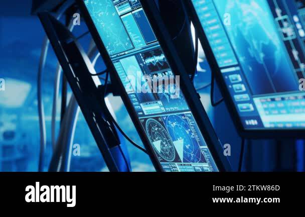 Futuristic spaceship control panel interface. Spacecraft digital ...