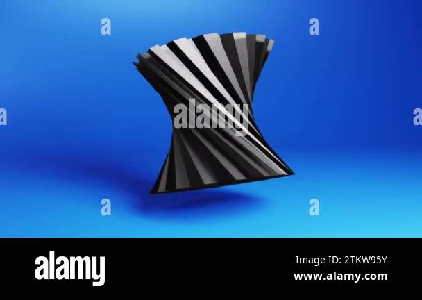 Rotating round and cylinder shaped abstract machinery part with bright ...