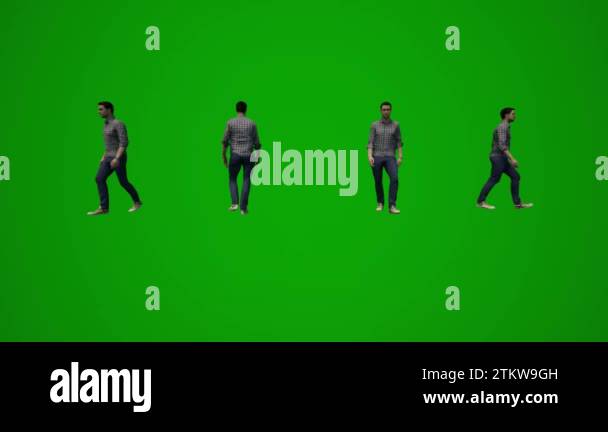 3D male company employee green screen talking and walking and working ...