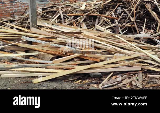Remaining wood after being cut in the sawmill 3 Stock Video Footage - Alamy