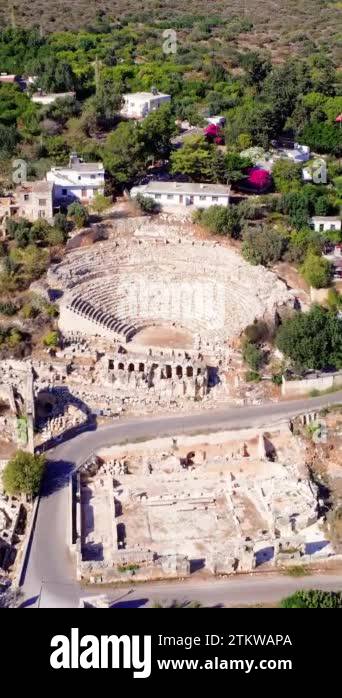 Amphitheater in ancient city of the Agora.Sebaste Antik Kenti. Dramatic ...