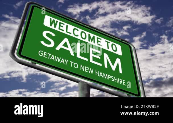Salem, Getaway To New Hampshire, US City Road Sign Close Up, Realistic ...