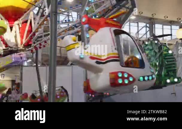 Spinning Helicopter Cabins Aircraft Carousel Kids Ride at Amusement ...