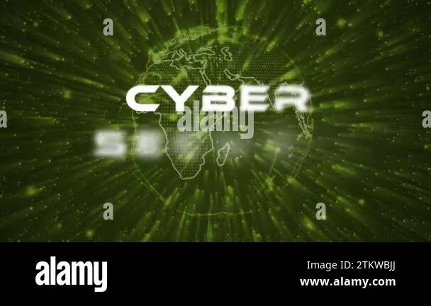 Cyber security text concept on si-fi particles background. Dot ...