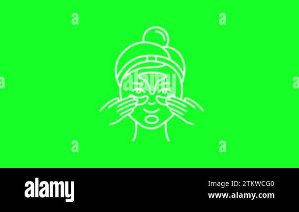 Animated gel mask white line icon. Cosmetic product. Beauty routine ...