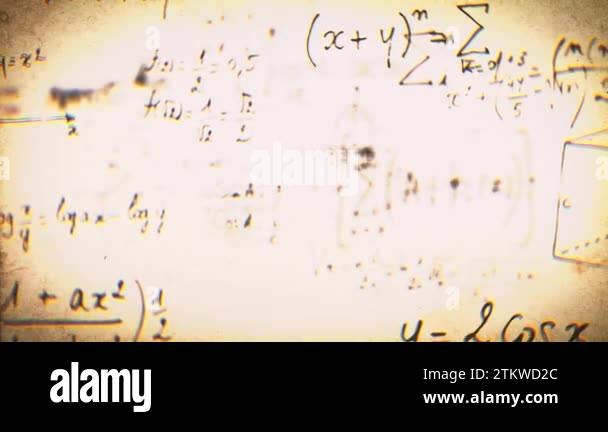 Maths Equations And Diagrams On Vintage Paper/ 4k motion graphics of a ...