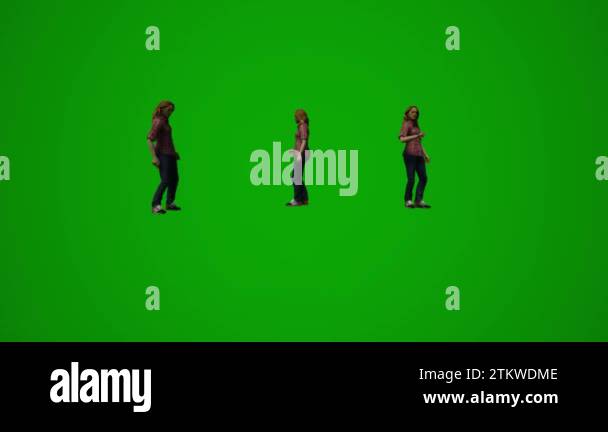 3d European female employee green screen talking and calling the office ...