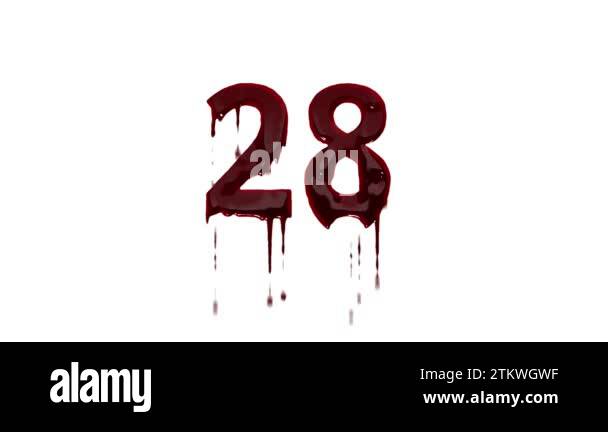 Bloody number 28 with alpha channel, number 28 in blood Stock Video ...