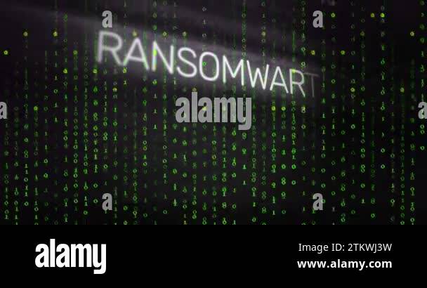 Animation Of Ransomware Text With Circuit Board Pattern Over Binary