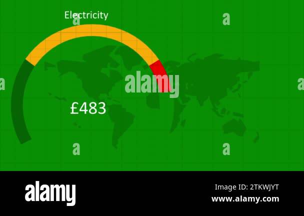 Home smart meter showing electricity use on green globe background ...