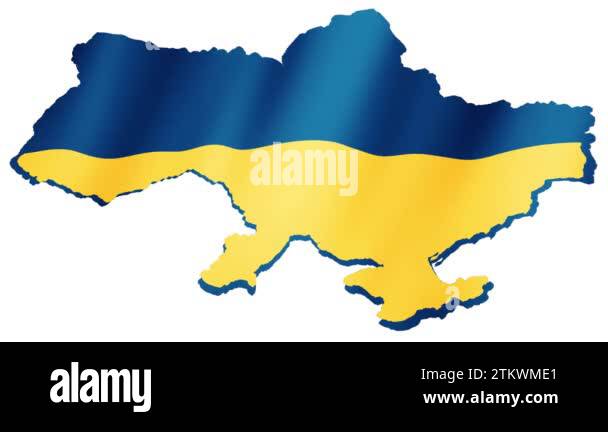 Contour map of Ukraine, Ukrainian map with flag waving. Flag of Ukraine ...