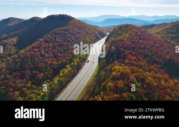 I-40 freeway in North Carolina leading to Asheville through Appalachian ...