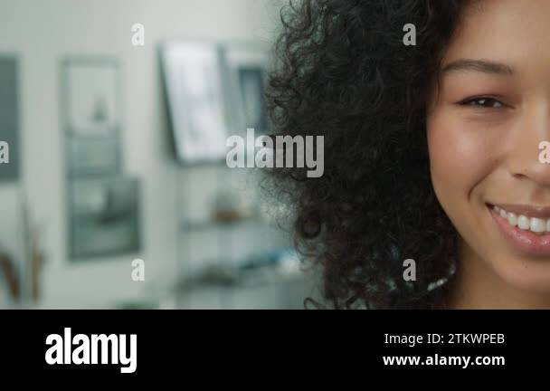 Pretty beauty face fashion commercial concept copy background 4K. Happy ...