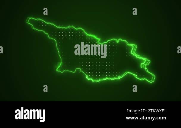 Neon Green Georgia Map Borders Outline Loop Background. Neon Green ...