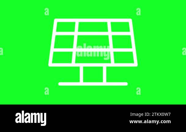 Animated pv panel white line icon. Alternative source of energy. Loop ...