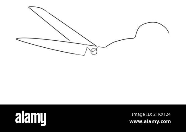 animated continuous single line drawing of pair of scissors, line art ...