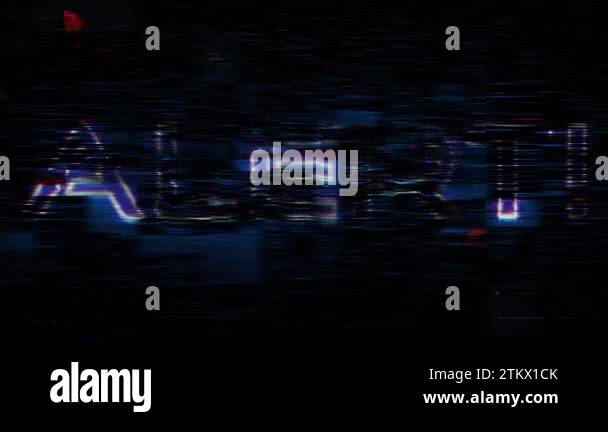 Alert glitch neon blue text effect with silver flash flickering light ...