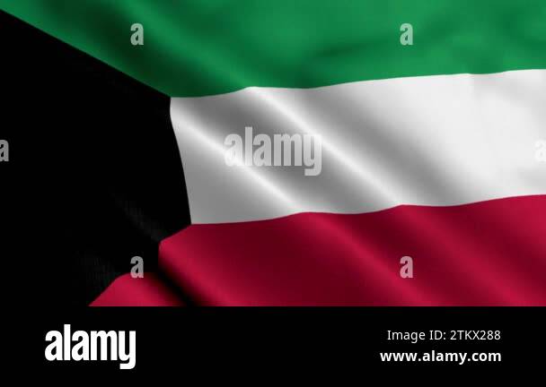 Kuwait Flag. Waving Fabric Satin Texture Flag of Kuwait 3D illustration ...