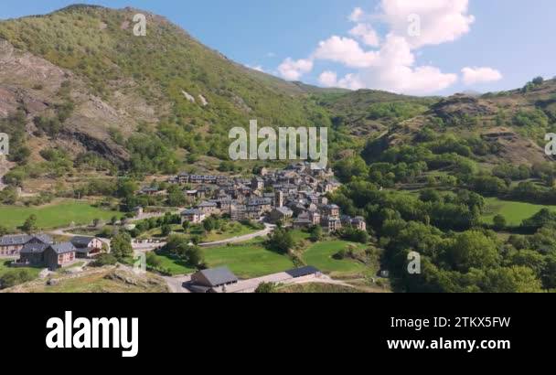 Durro panoramic aerial view, in the Vall de Boi, Lleida Catalonia ...