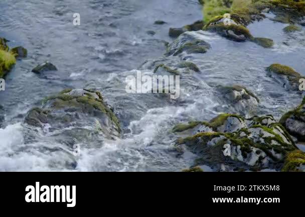 Wild mountain river in Iceland. Pure water running through stone. River ...