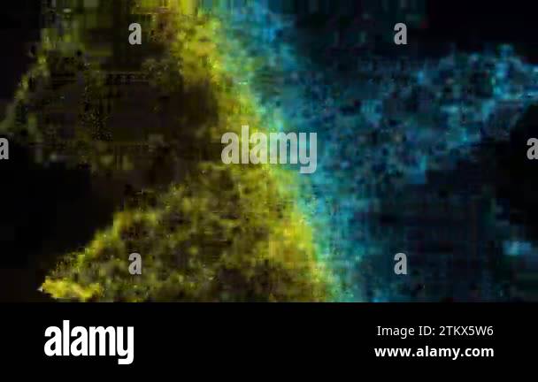 Motion design animated element in the form of yellow and blue particles ...