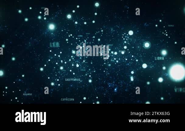 Journey Into Zodiac Signs Constellations/ 4k motion graphics of a ...