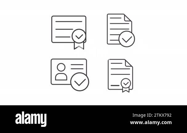 Animated reports linear icons. Check documents. Official information ...