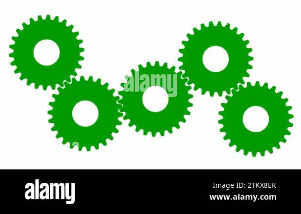 Animated green gears spin. Looped video. Vector illustration isolated ...